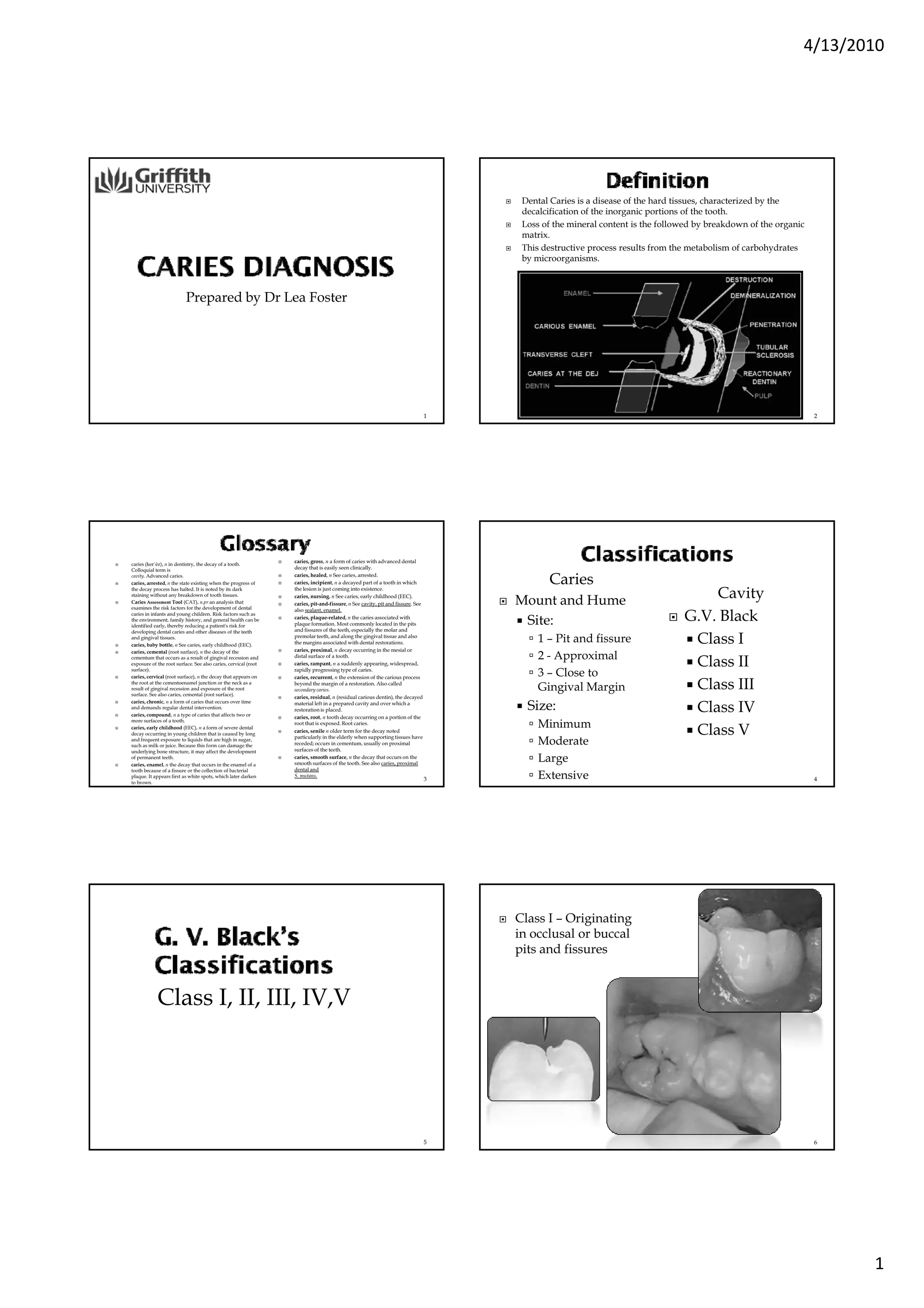 Caries diagnosis handout | PDF
