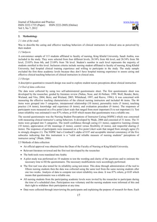 Caring and effective teaching behavior of clinical nursing instructors in clinical area as ...