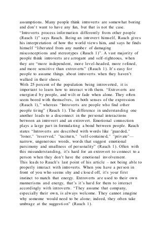 Caring for Your IntrovertThe habits and needs of a little-unders | PDF