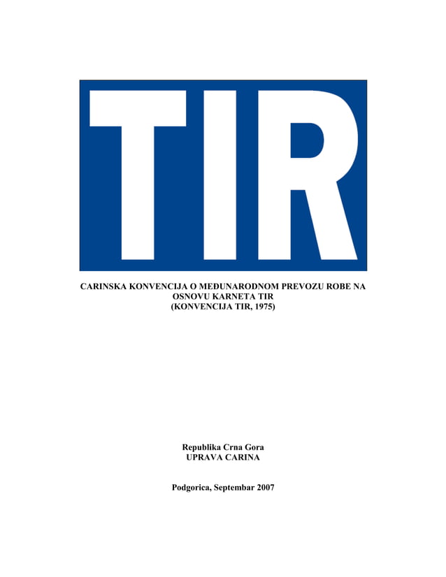 Carinska konvencija tir (1975) | PDF