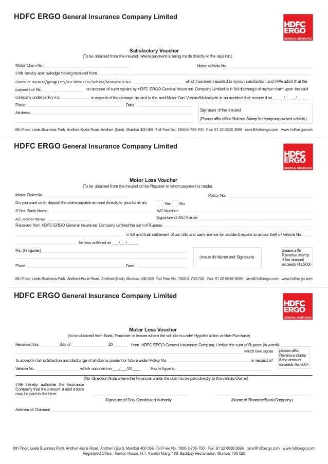 Car Insurance Claim Forms - HDFC ERGO