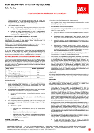 Third Party Car Insurance Companies Policy Wording in India - HDFC ERGO ...