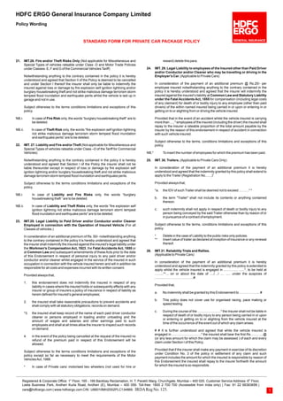 Third Party Car Insurance Companies Policy Wording in India - HDFC ERGO ...