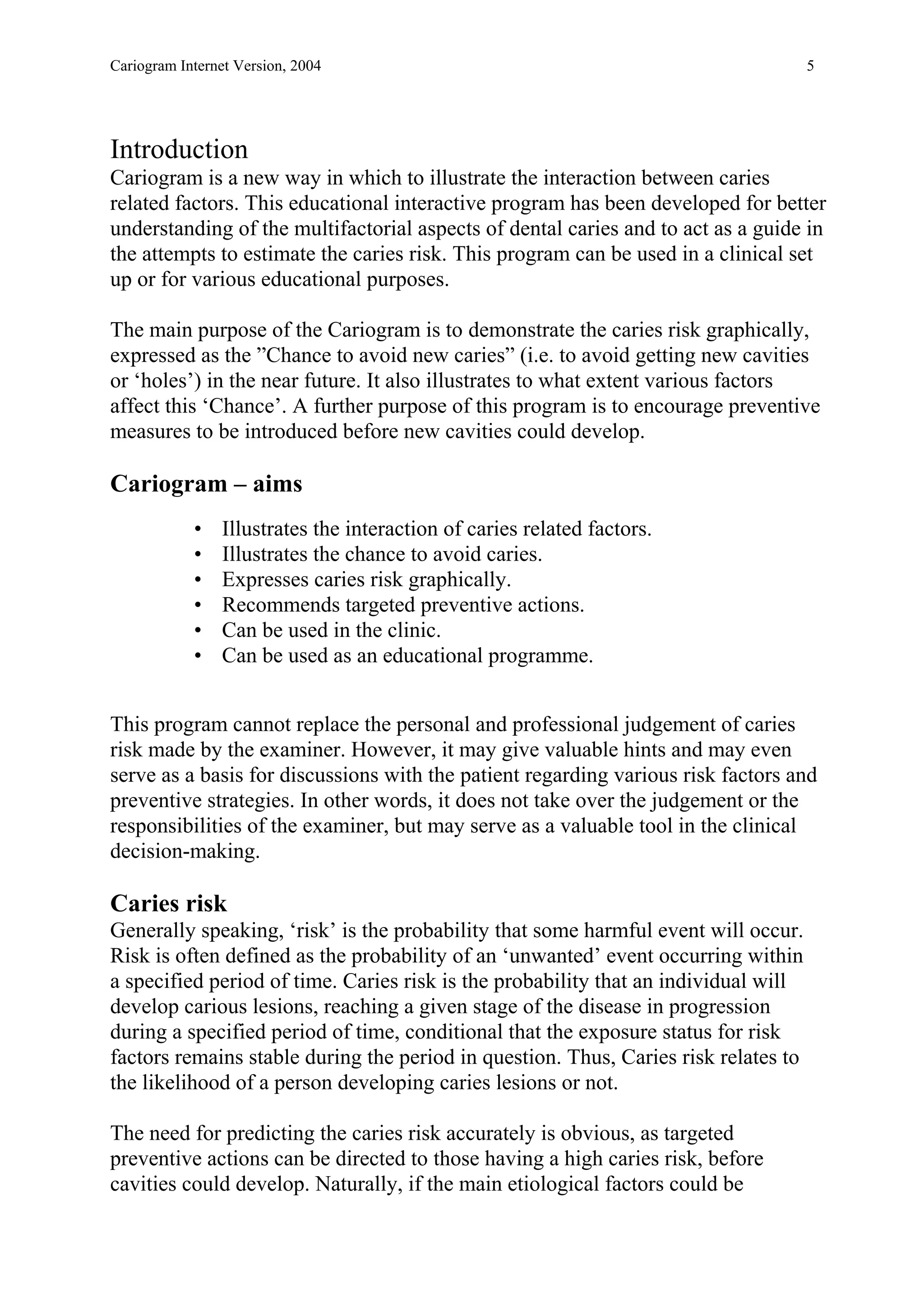 Cariogram manual 201net | PDF