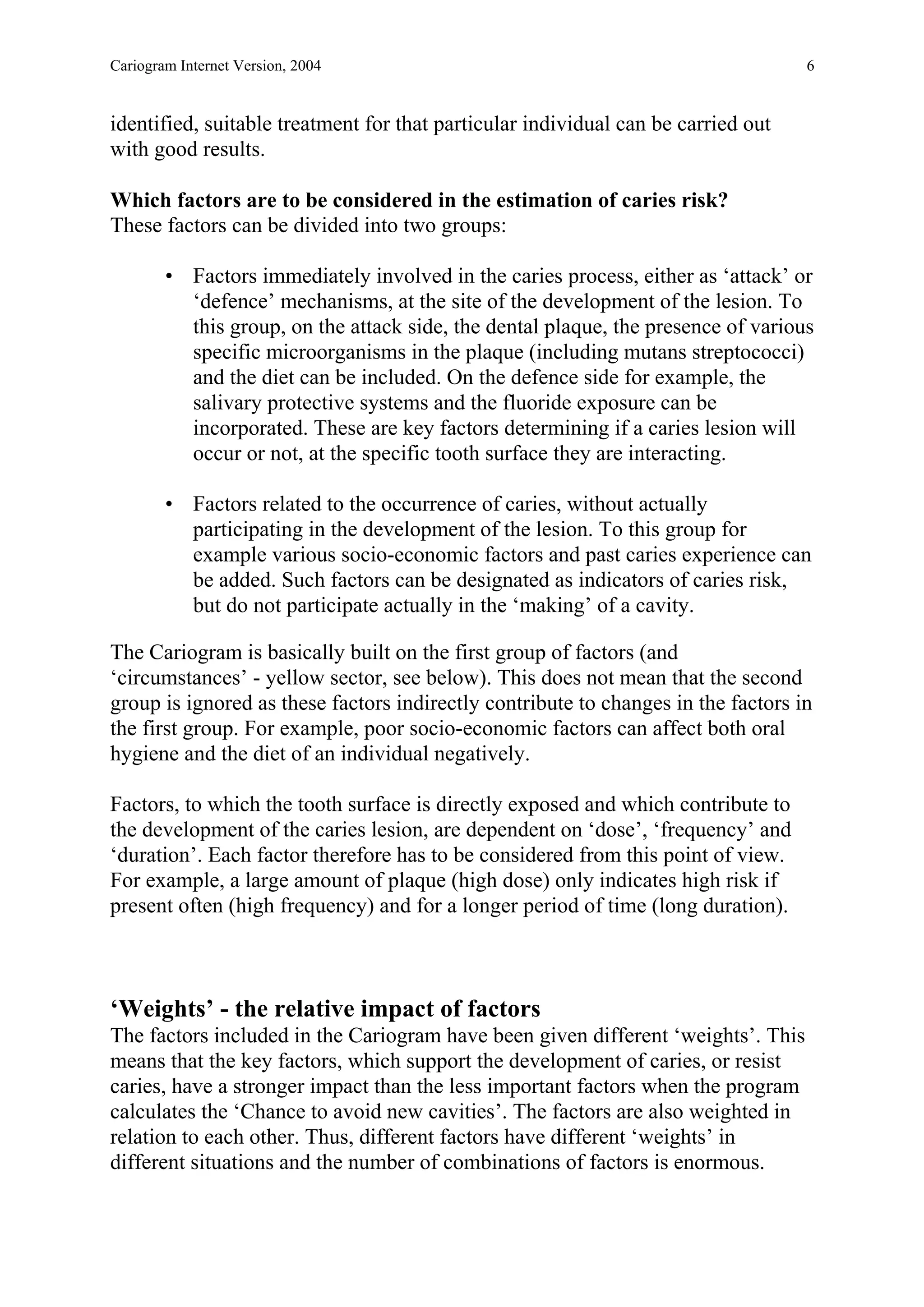 Cariogram manual 201net | PDF