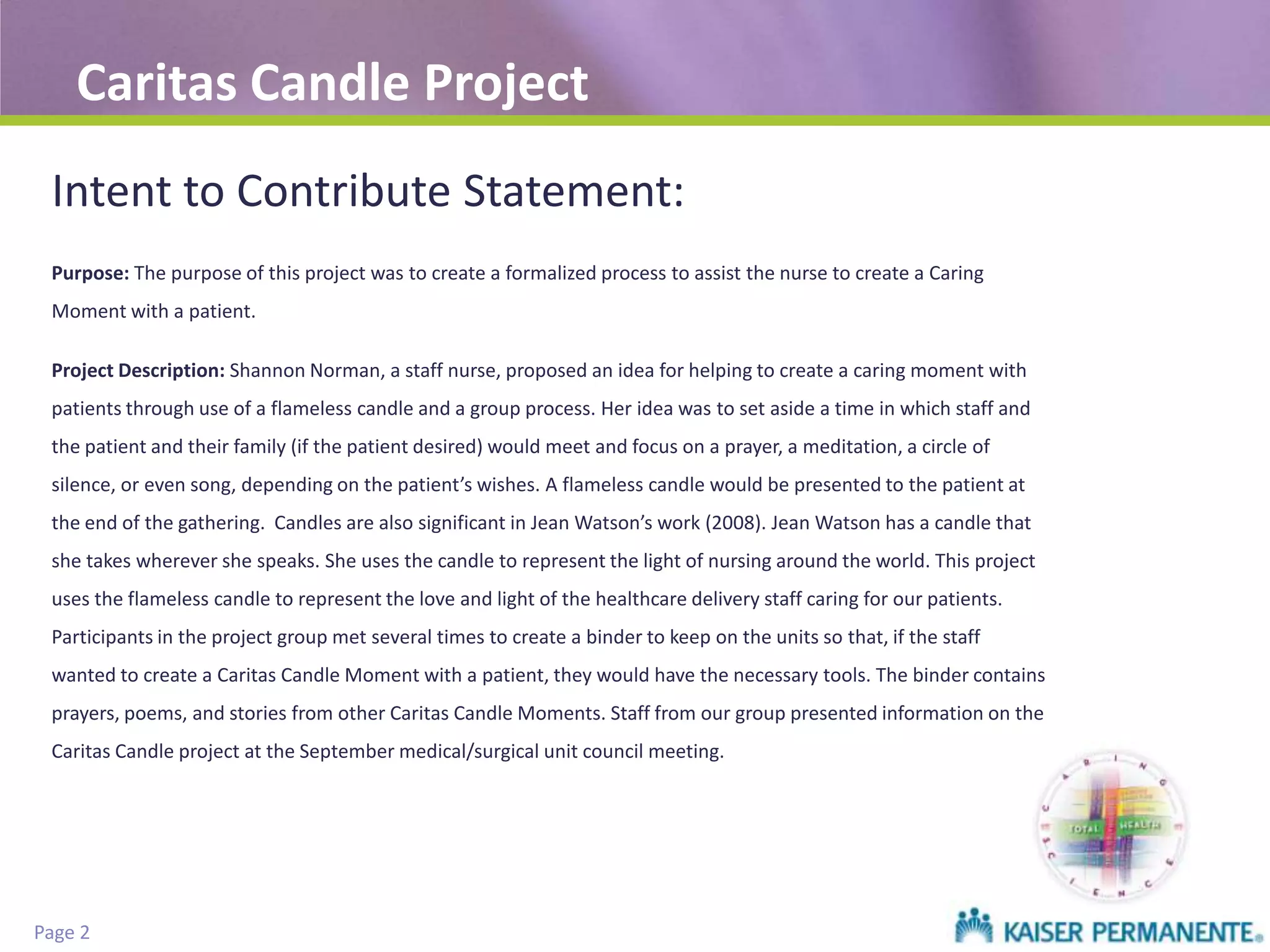Caritas Candle Project | PPT
