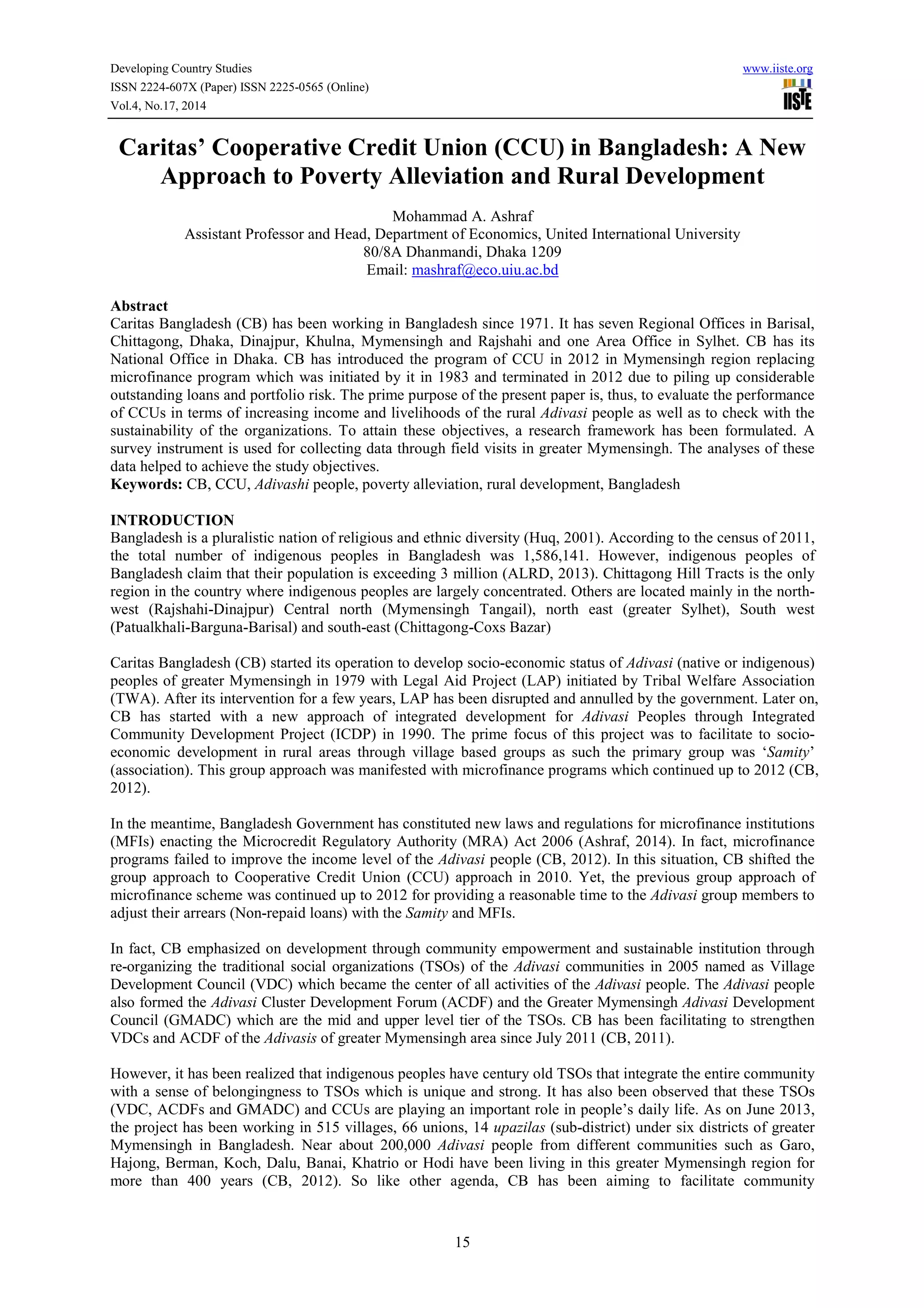 Caritas’ cooperative credit union (ccu) in bangladesh | PDF