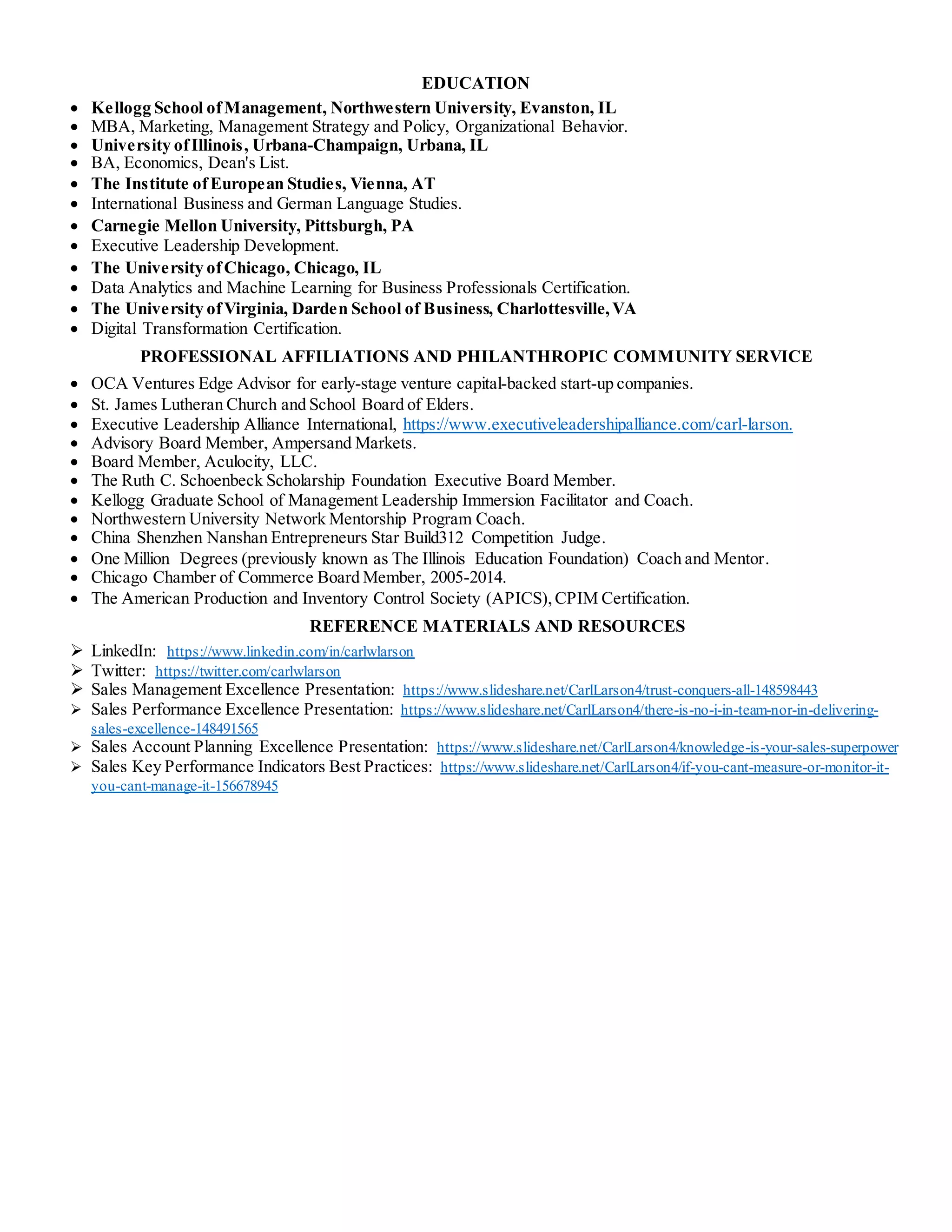 Carl Larson Resume v1 ENTERPRISE SOFTWARE AND SERVICES SALES LEADER | PDF