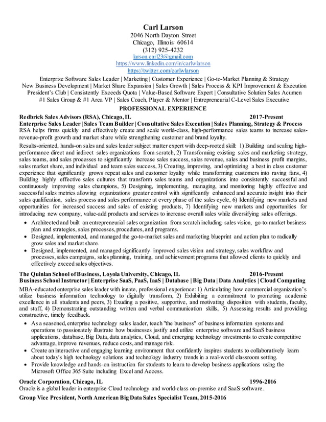 Carl Larson Resume v1 ENTERPRISE SOFTWARE AND SERVICES SALES LEADER | DOCX