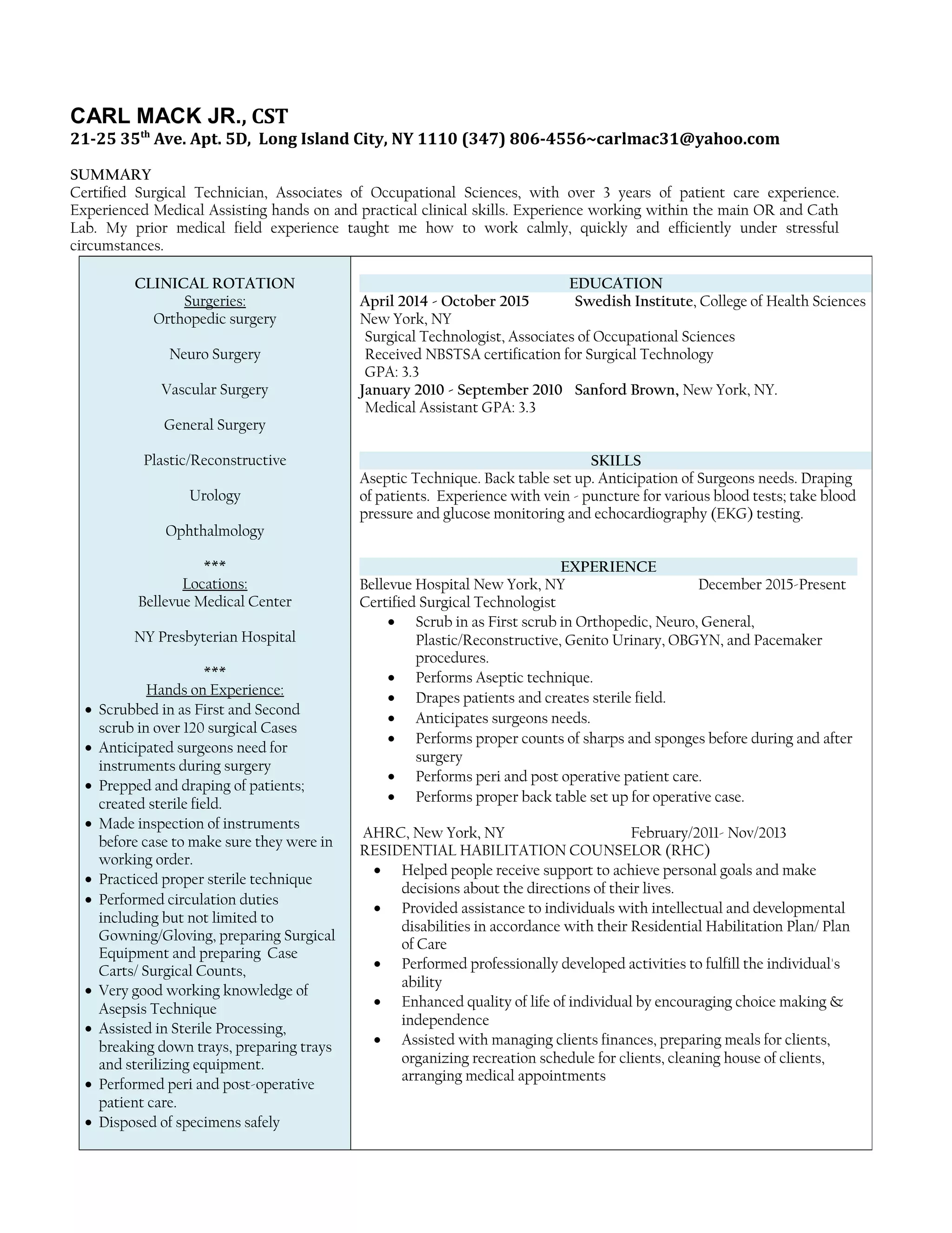 Carl mack b resume | DOC