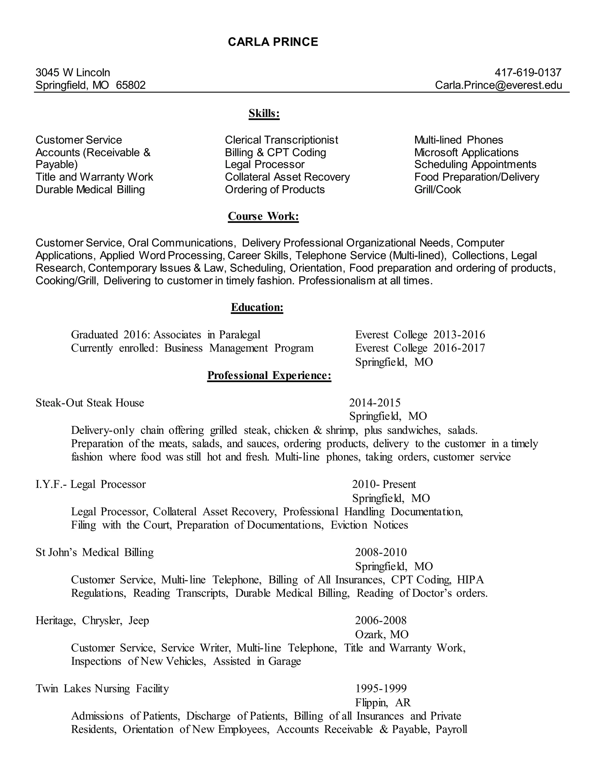 Carla princecoverletterresumereferences | DOCX