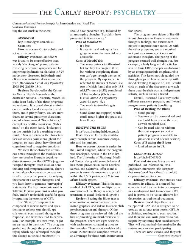 The Carlat Psychiatry Report (Interview with Scott Miller, April 2015)