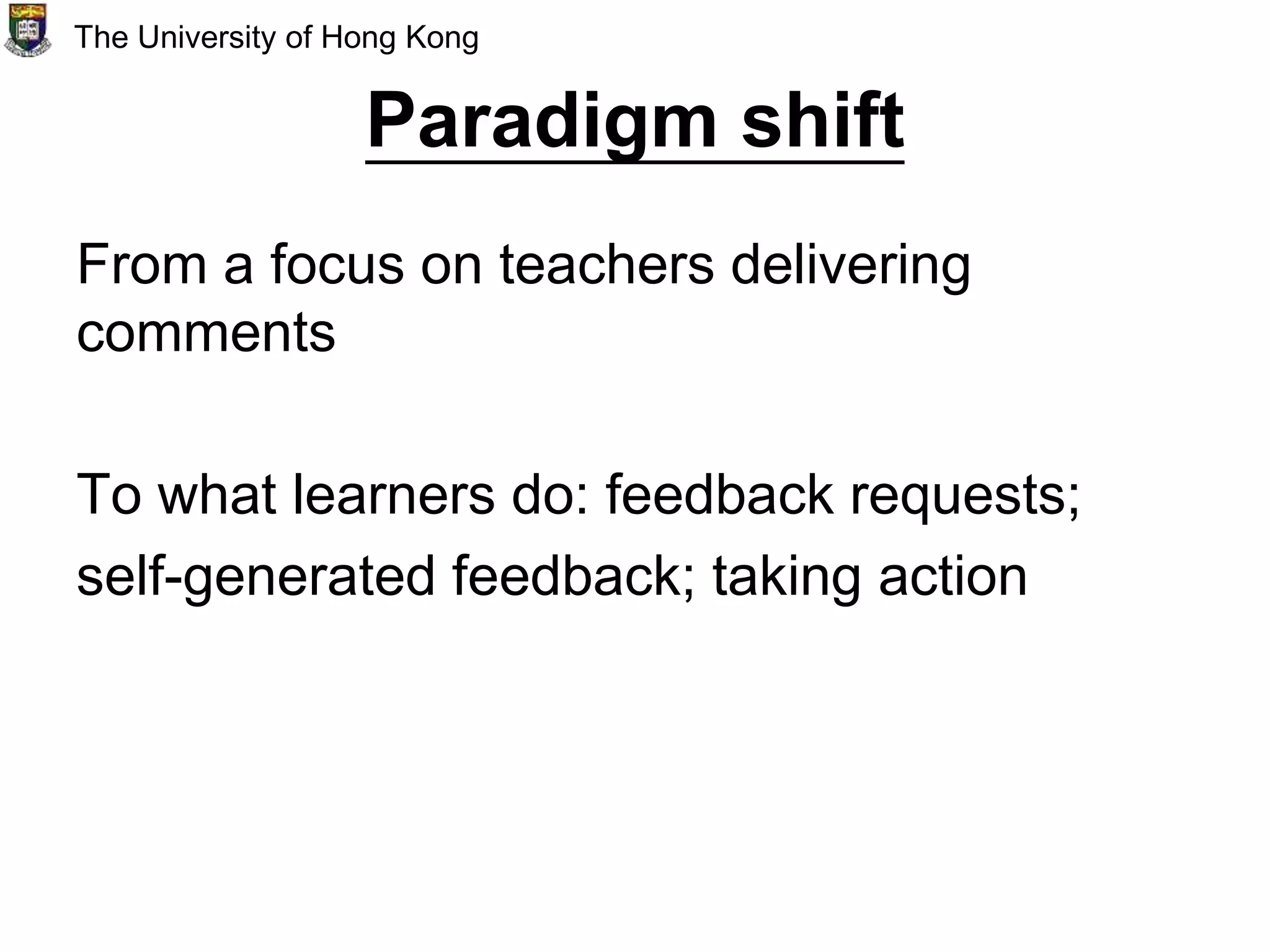 Teacher feedback literacy & feedback designs for student learning | PPT