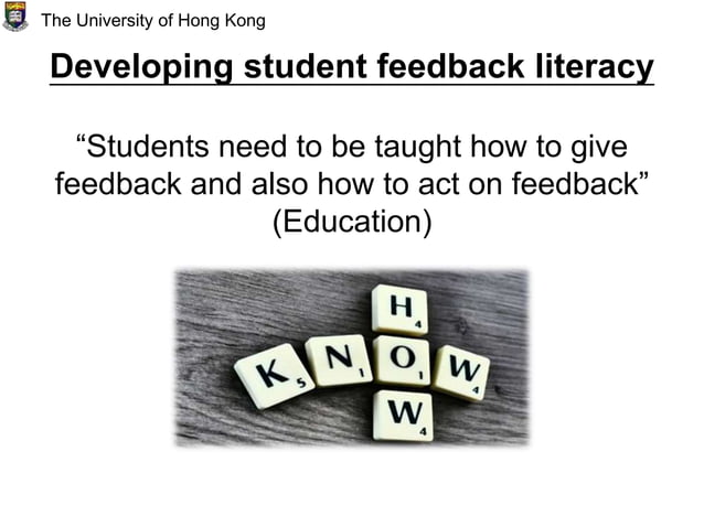 Teacher feedback literacy & feedback designs for student learning | PPT