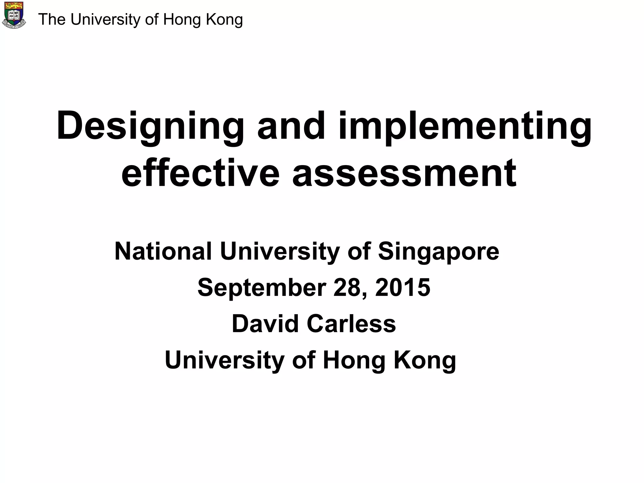 Designing effective assessment | PPT