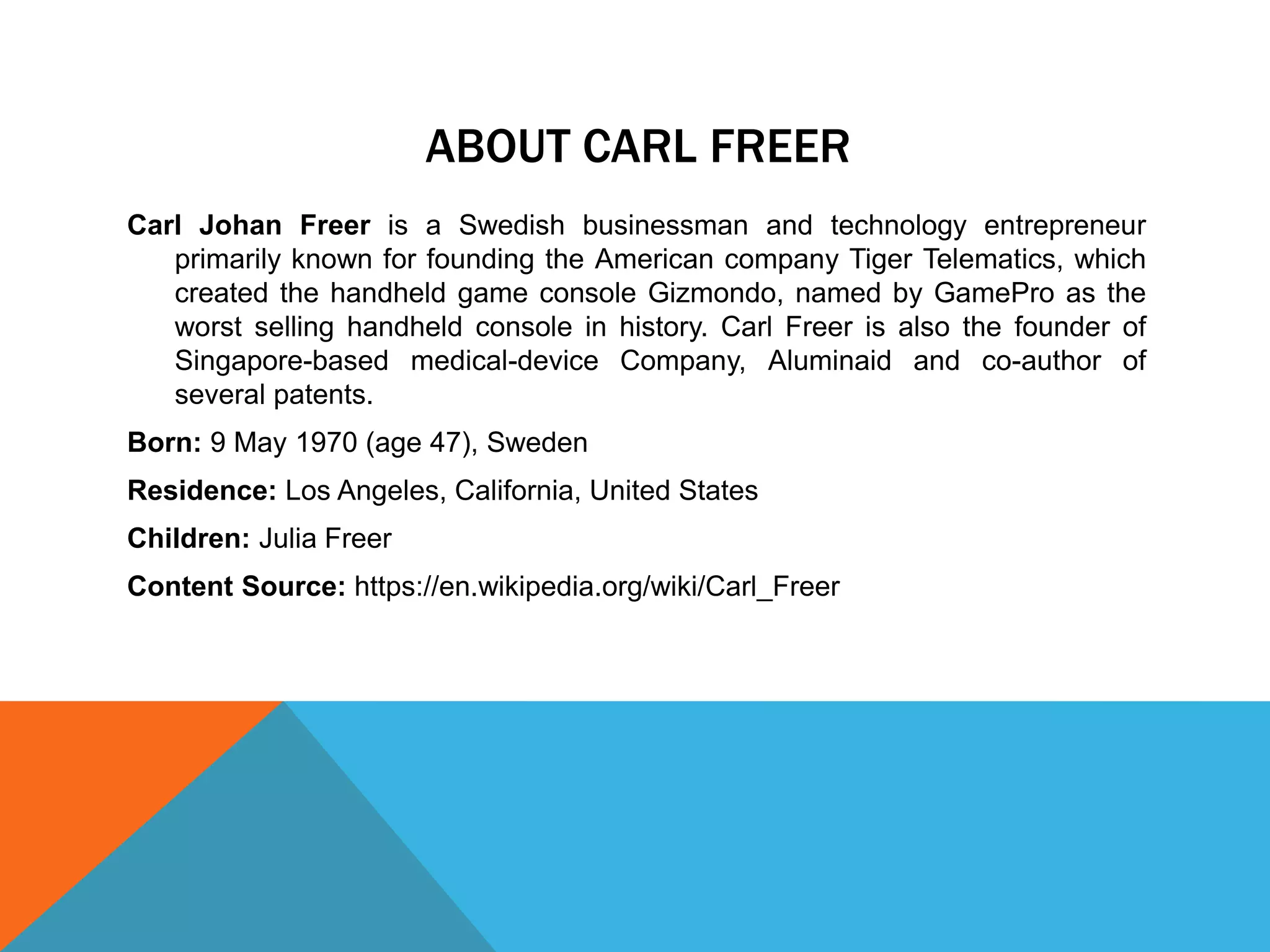 Carl Freer Founder of Tiger Telematics | PPTX