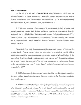 Carl friedrich gauss | DOCX