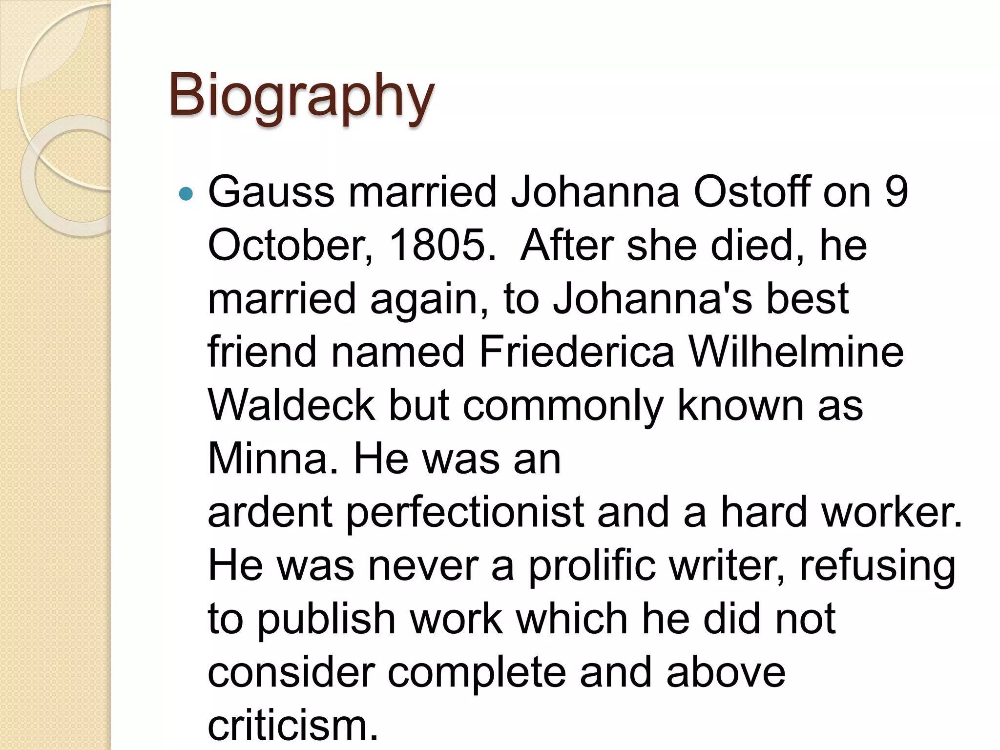Carl Friedrich Gauss by Marina García Lorenzo | PPSX
