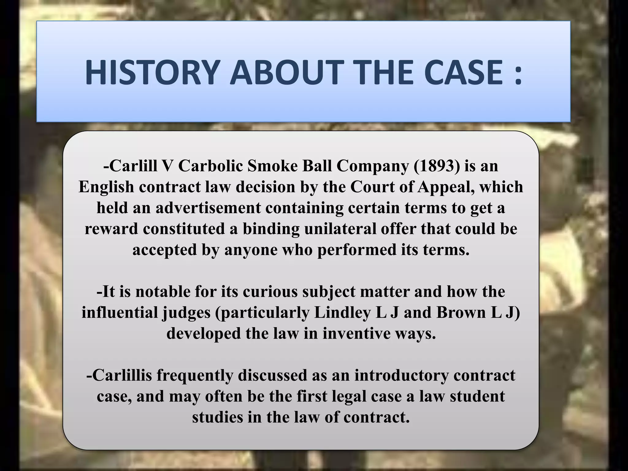 Carlil v carbolic smoke ball co | PPTX