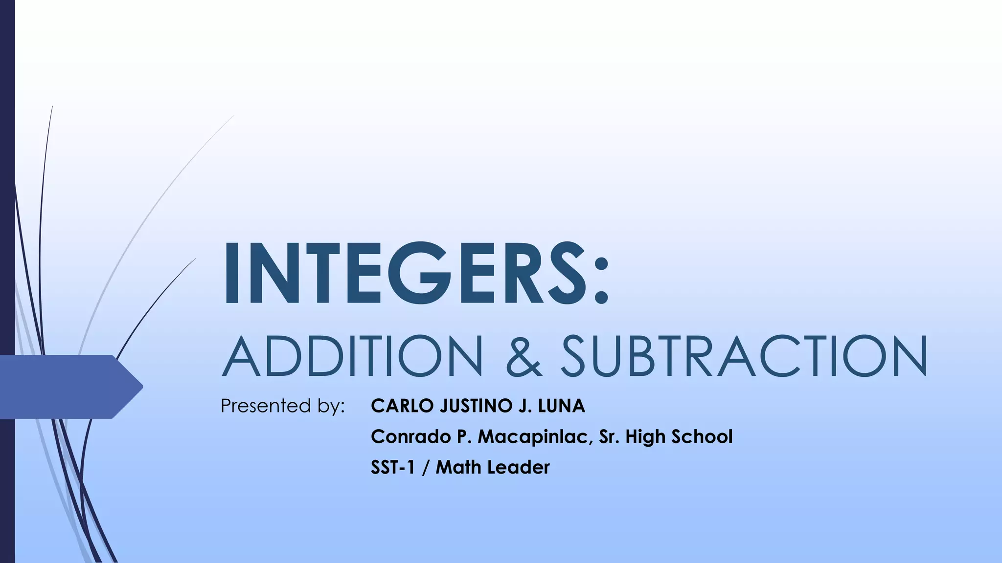 Integers: Addition and Subtraction | PPTX