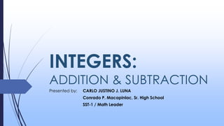 Integers: Addition and Subtraction | PPTX