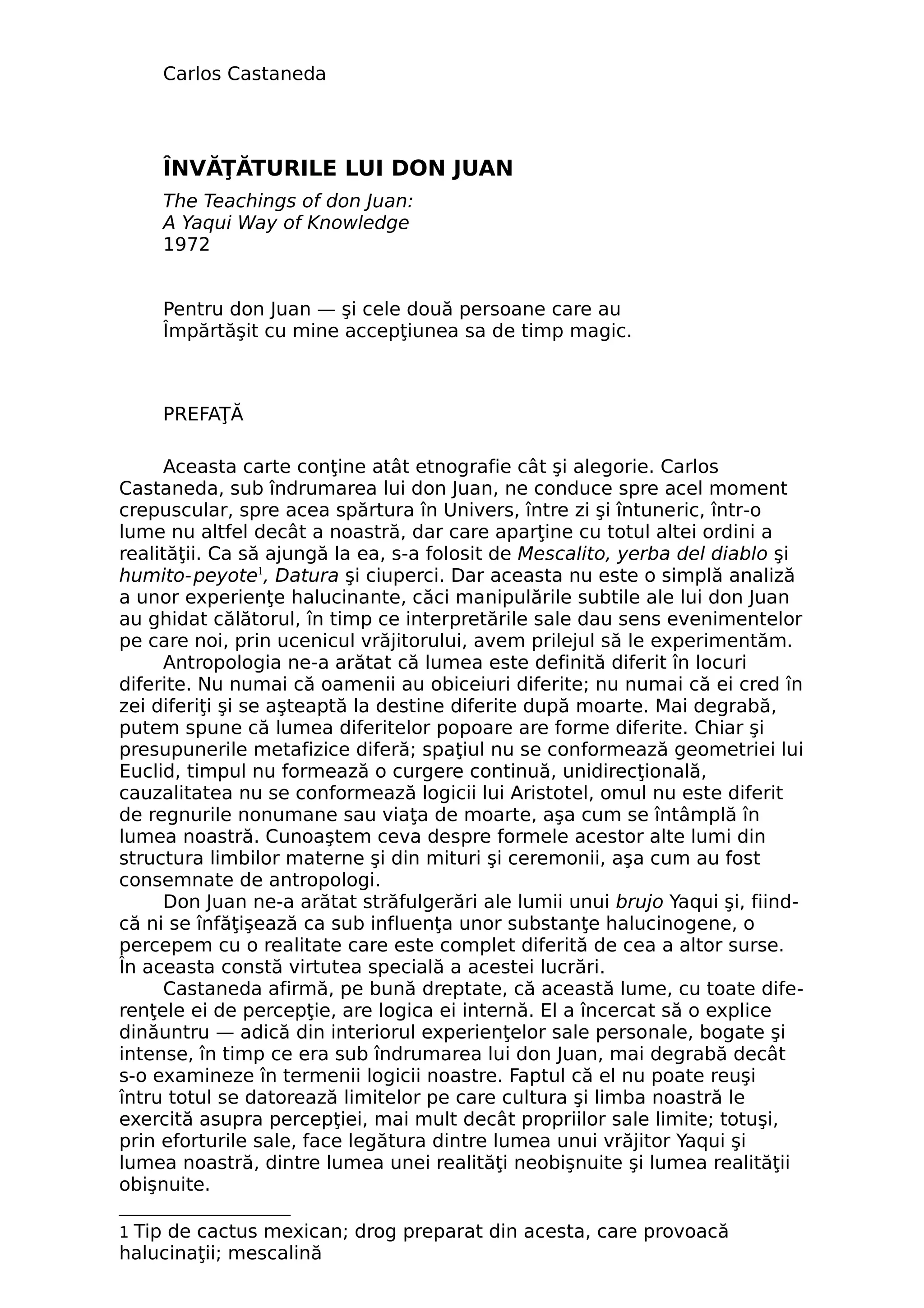 Carlos Castaneda Invataturile lui don Juan | PDF