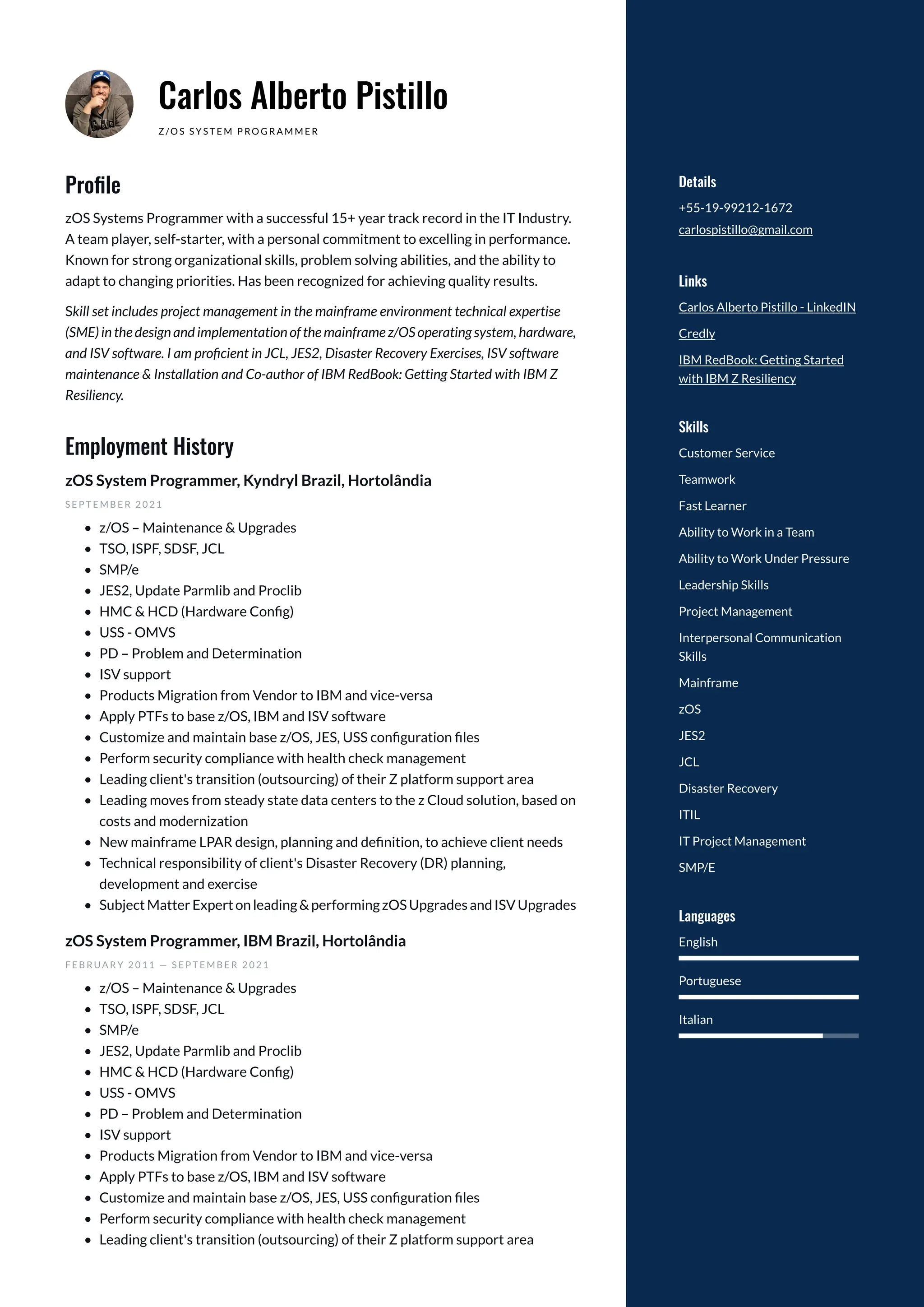 Carlos Alberto Pistillo - zOS System Programmer (Resume 2023).pdf