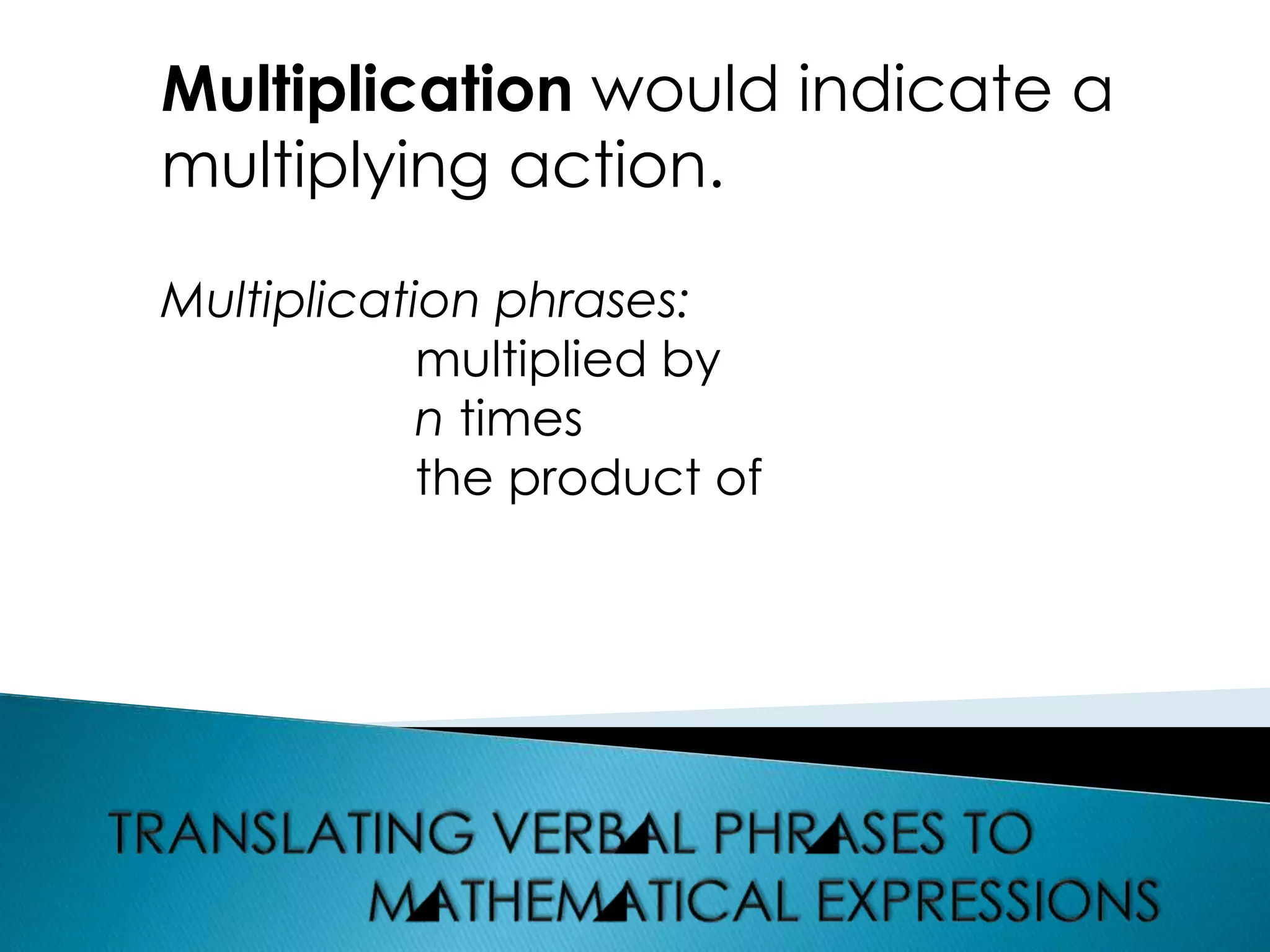 Translating Verbal Phrases to Algebraic Expression | PPTX
