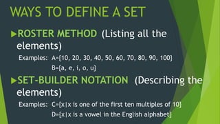 Math 7 - Ways of Defining a Set | PPTX