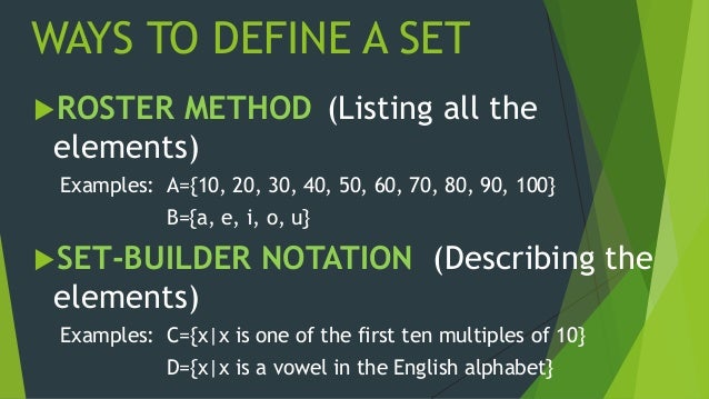 Math 7 - Ways of Defining a Set