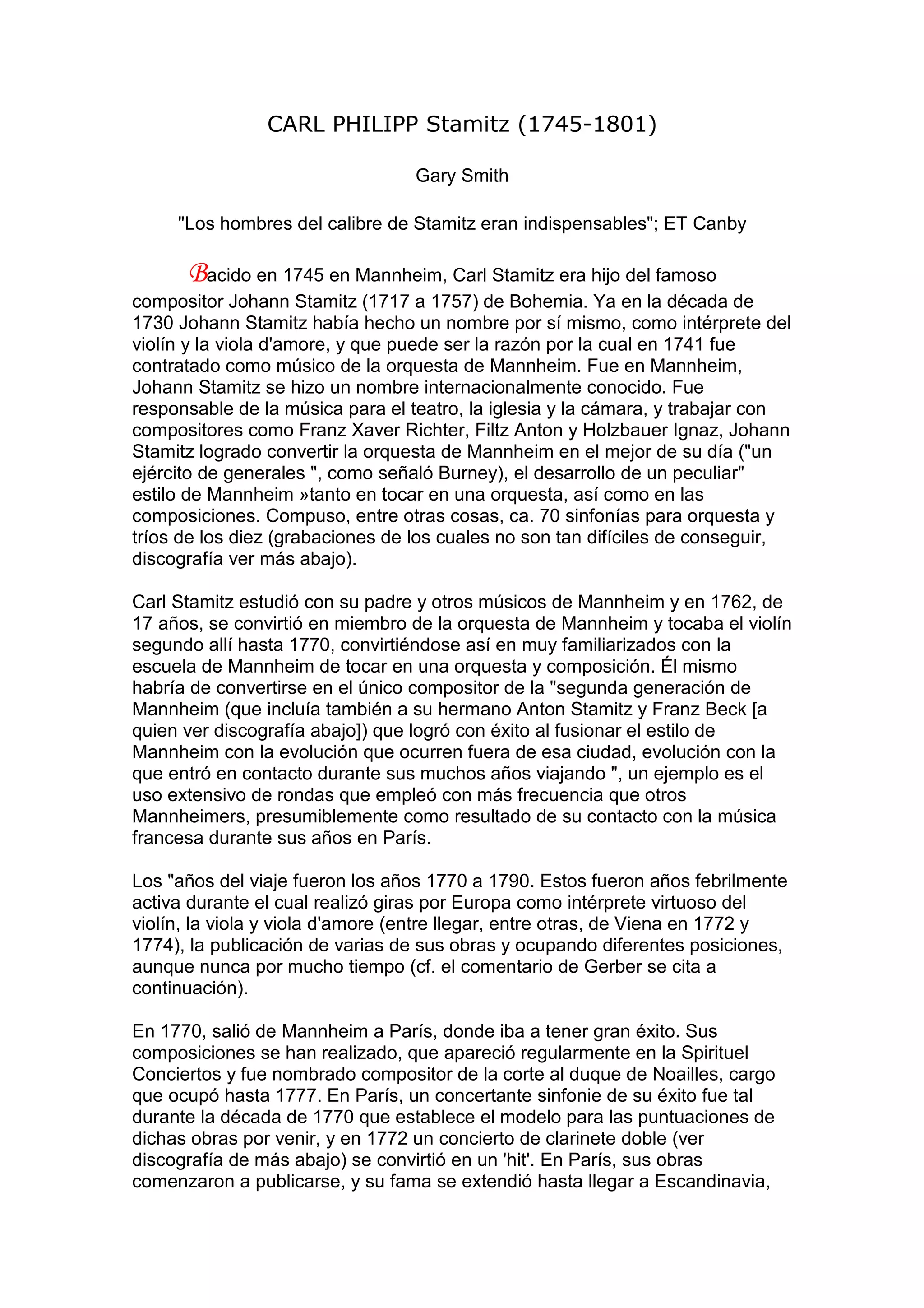 Carl philipp stamitz | PDF