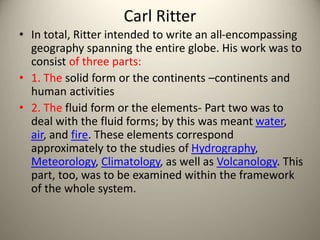 Carl Ritter research thoughts in geography | PPT
