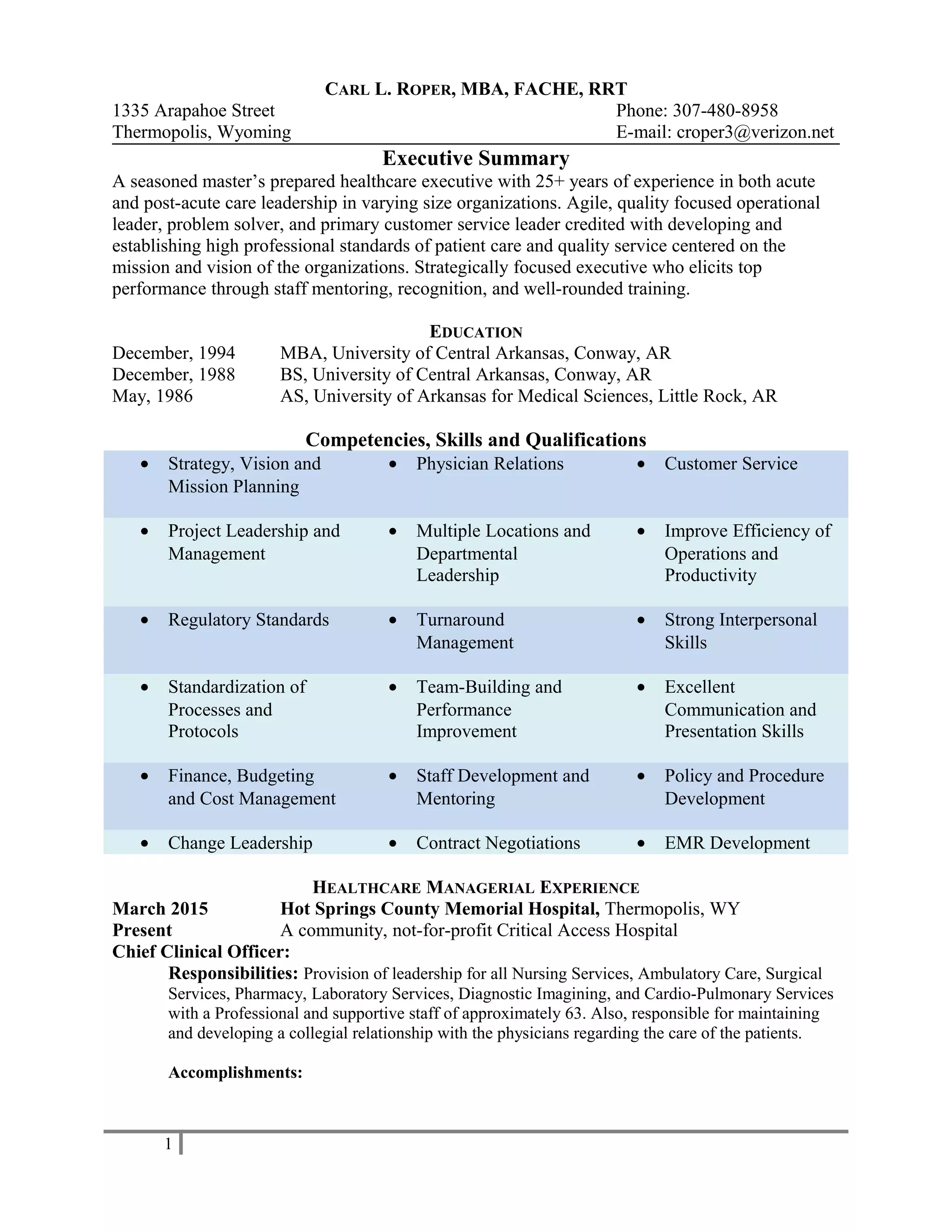 Carl roper resume long | PDF