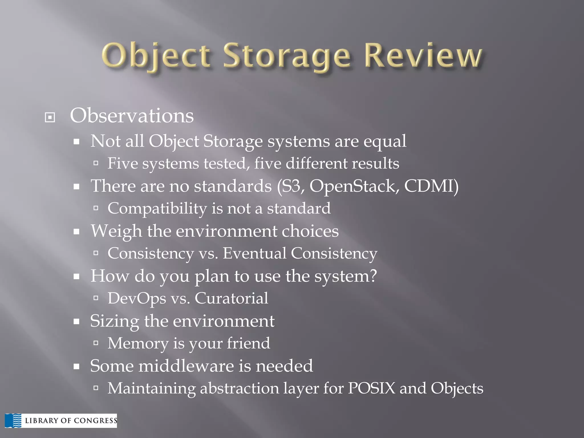 FY'16 Library of Congress Storage Environment | PDF