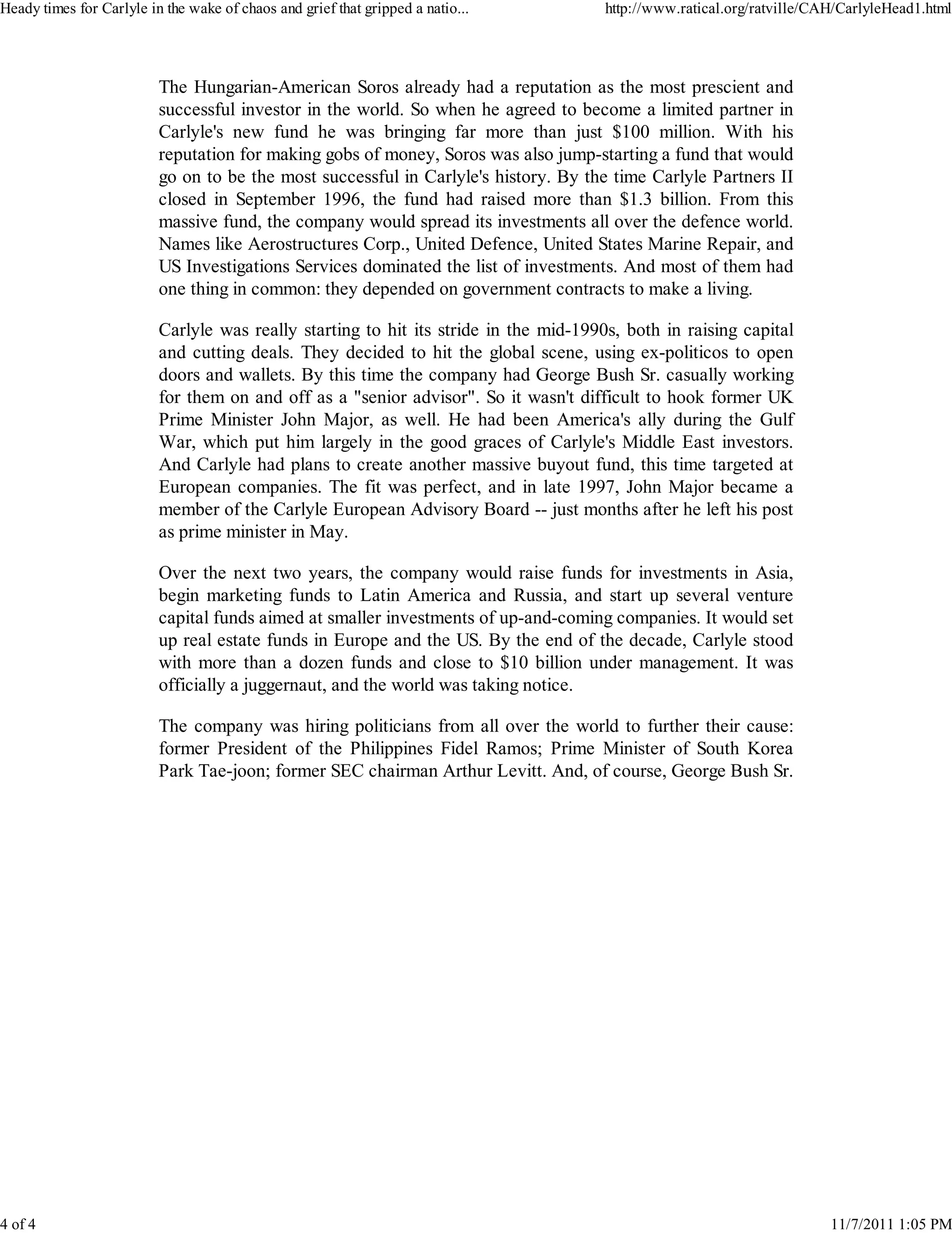 CARYLE GROUP - Bin Laden & Presidents George H. W. Bush and George W ...