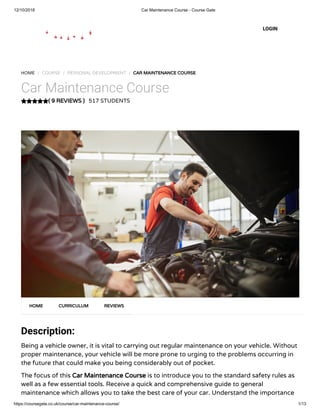 Car Maintenance Course - Course Gate | PDF