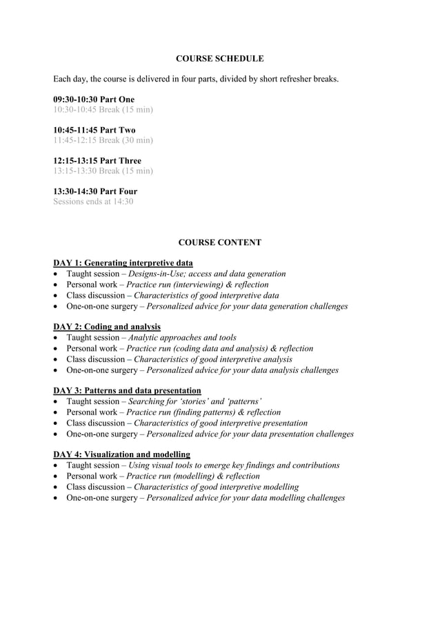 Carma short course outline | PDF