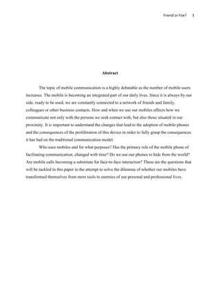 Friend Or Foe - Mobile phones and communication | PDF