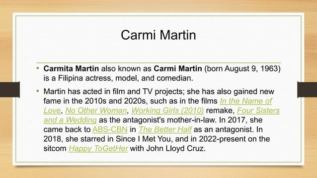Carmi Martin Biography, early Life, Career, Filmography.pptx ...