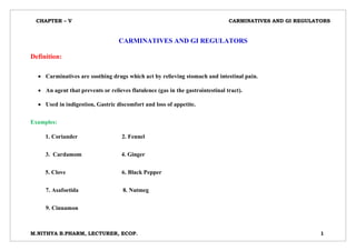 Carminatives and GI regulators part I | PDF