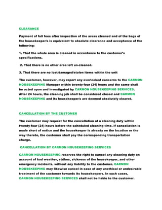 Carmon Housekeeping Services | PDF