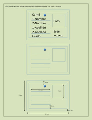 Cómo hacer un carnet estudiantil en la escuela rural. | PDF