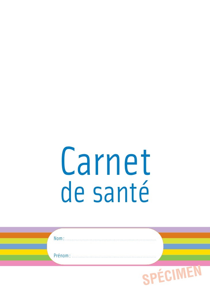 Carnet De Santé (French Health Book For Children) Orig