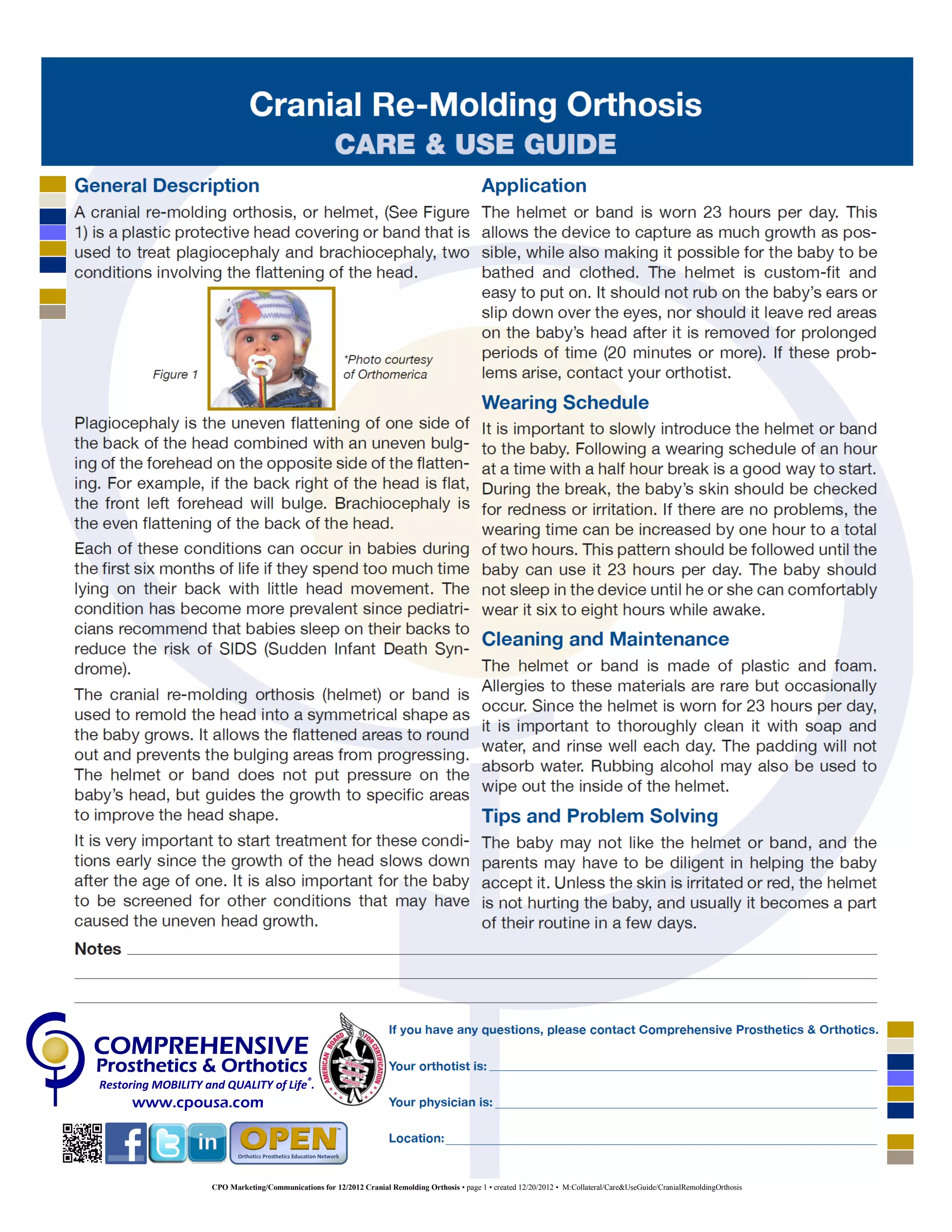 Carnial Re-Molding Orthosis CARE AND USE GUIDE | PDF | Children\'s ...