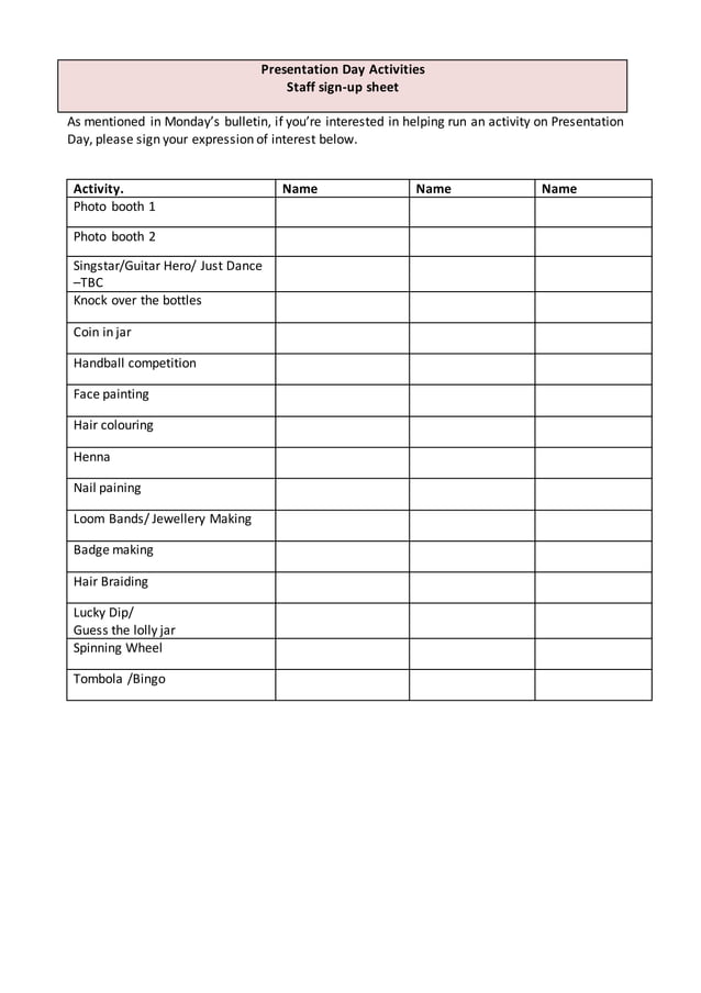 Carnival expression of interest sheet staff | DOCX