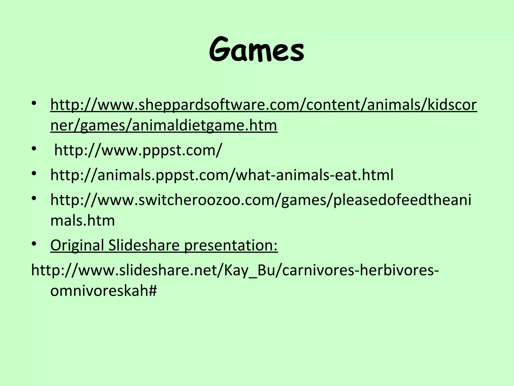Carnivores herbivores omnivores with examples | PPT
