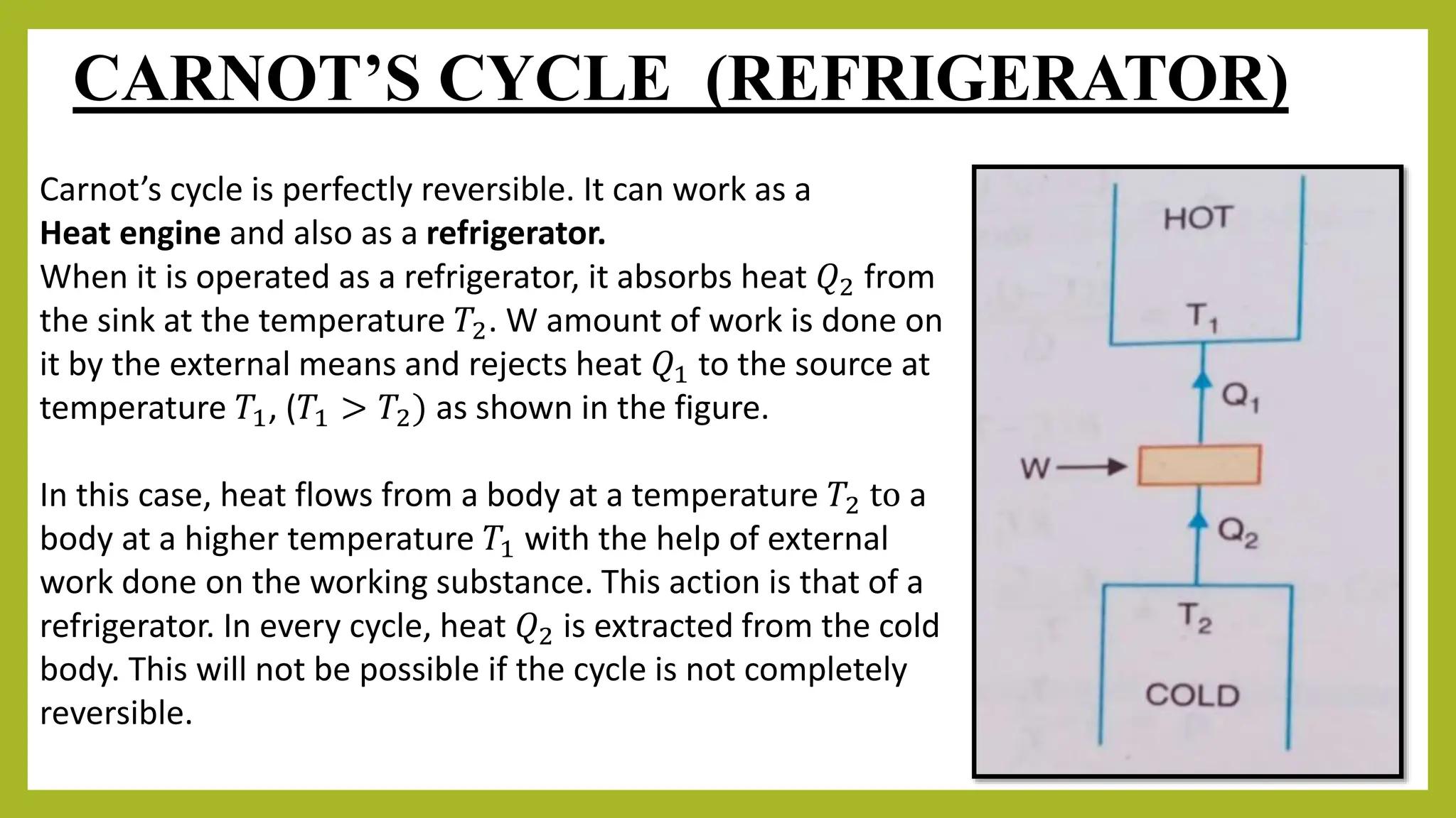 CARNOT CYCLE AND THEOREM(REVERSIBLE ENGINE) | PPTX