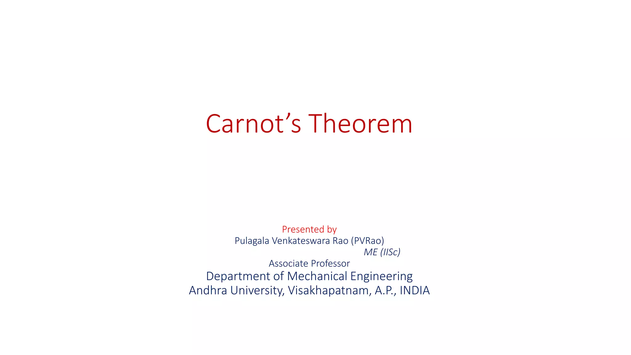 Carnot's Theorem_PVRao_AU_INDIA | PPTX