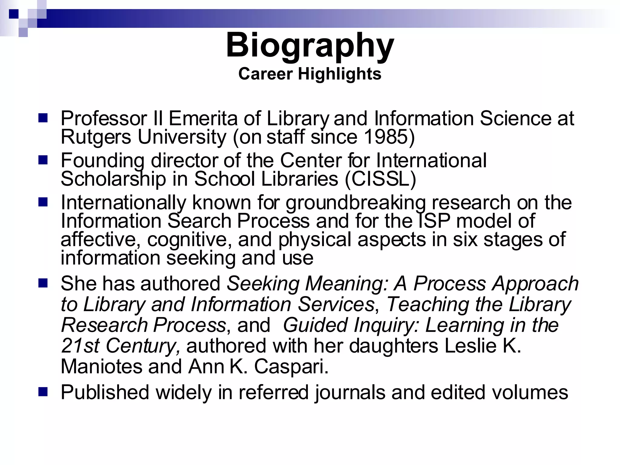 Carol Kuhlthau | PPT