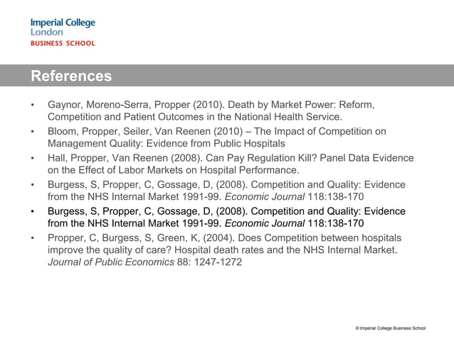 Carol Propper: Is competition a force for good in hospitals? | PPT